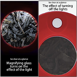 LED Magnifying Jar with Grinder for Herbs, Light up Storage Jar with 8x Magnifying Glass Jar Glow Jar Portable, Storage and Grinding in One Keep Herbs Spice Dry and Fresh (RED)