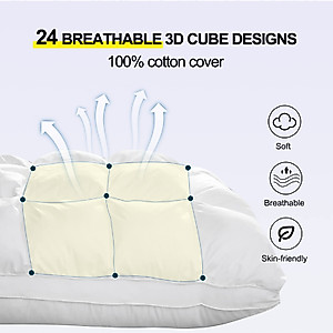 YOUR MOON Soft Pillows Queen Size for Sleeping, Support Bed Pillows, Fluffy Down Alternative Pillow, Luxury Hotel Gel Pillows for Side Sleeping (White)