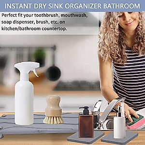 OceanTeda Fast Drying Stone Sink Caddy, Dark Grey, Square, Diatomite, 11 x 4 x 1 in