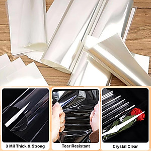 SYOGUA 150 Pcs Clear Cellophane Sheets, 9 x 9 Inches 3 Mil Thick Candy Wrapper Clear Gift Wrap Sheet, Crystal Clear Cellophane Wrap Paper for Treats, Candies, Cake Pop, Henna Cones, DIY Crafts