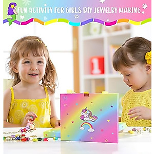 BDBKYWY Girls Charm Bracelet Making Kit - Kids Unicorn Jewelry Supplies Make Set DIY Art Craft Set Birthday Gifts for 3 4 5 6 7 8 Year Old Girl Toys Age 6-8