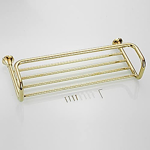 Golden Wall Mounted Bath Towel Rack 2 Layer, Durable Brass Towel Bar Length 60cm Modern Simple Towel Holder for Bathroom Kitchen Home Décor-60x26.5cm