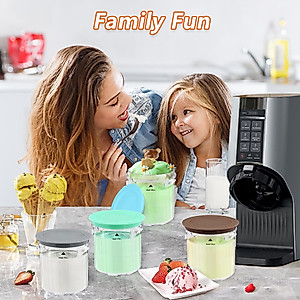 FENKOA Pint Containers and Lids Replacement for Ninja Creami Breeze Containers - 4 Pack, 16oz Pint Cups Replacement for NC100 NC101 NC200 NC201 NC201Q NC205A Ice Cream Maker, BPA Free