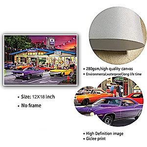 Route 66 Decor - Mother Road Vintage Car Posters Picture Canvas Printing Wall Art Home Bedroom Living Room Office Wall Decor Gifts for Men (route 66 poster,12x18inch-unframed)