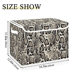senya Large Storage Bins with Lids Large Closet Storage Bins Snake Skin Print, Foldable Fabric Storage Boxes with Handle for Home Bedroom Office(228vb9c1)