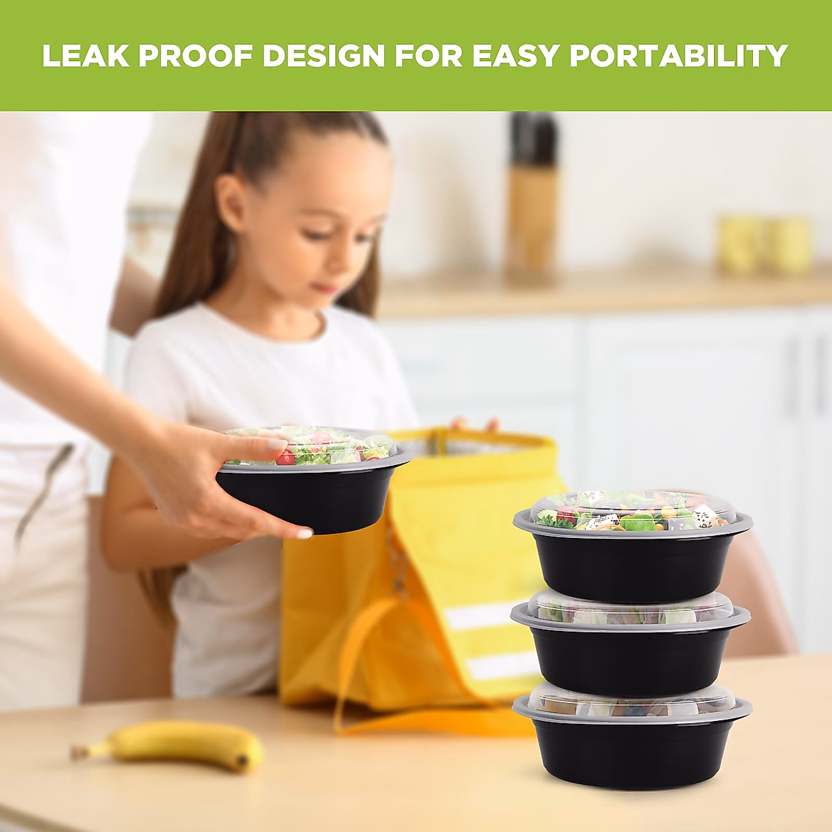 WGCC Meal Prep Containers with Lids - 50Pack 32OZ Meal Prep Bowls, Disposable Food Prep Containers, Round To Go Containers with Lids, BPA-Free, Freezer & Dishwasher Safe