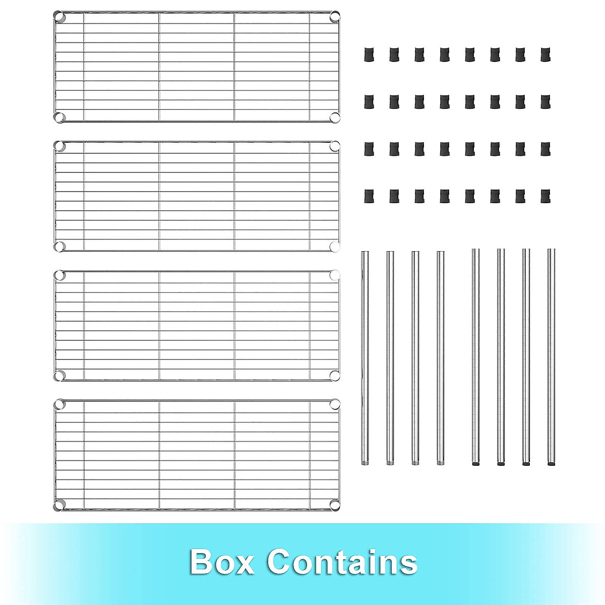 Auslar 4-Shelf Storage Wire Shelves Heavy Duty 4 Tiers Standing Shelving Units Adjustable Metal Organizer Wire Rack, Chrome