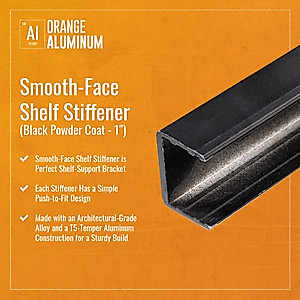 Smooth-Face Shelf Stiffener by Orange Aluminum, Rack, Cabinet, and Shelf Bracket, 48 Inches, for 1" Materials, White Powder Coat