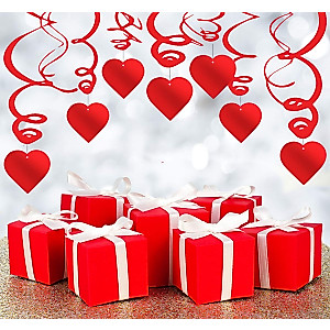 JOLLYSTYLE 36PCS Heart Decorations Hanging Swirls - Valentines Day Party Supplies Favors Ceiling Decor