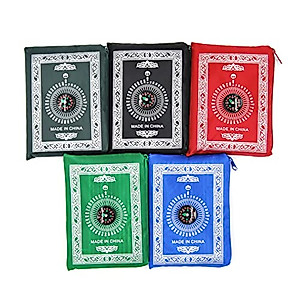 Nirelief Prayer Mat Portable Carpet Ramadan Gifts Muslim Prayer Rug Islamic Muslim Praying Mat Carpet Blanket Pocket Portable Print with Compass Bag for Travel Home Blue