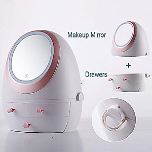 FQYYDD Illuminated Makeup Mirror Usb Cosmetics Storage Box Dust Drawer Makeup Mirror With Led Light