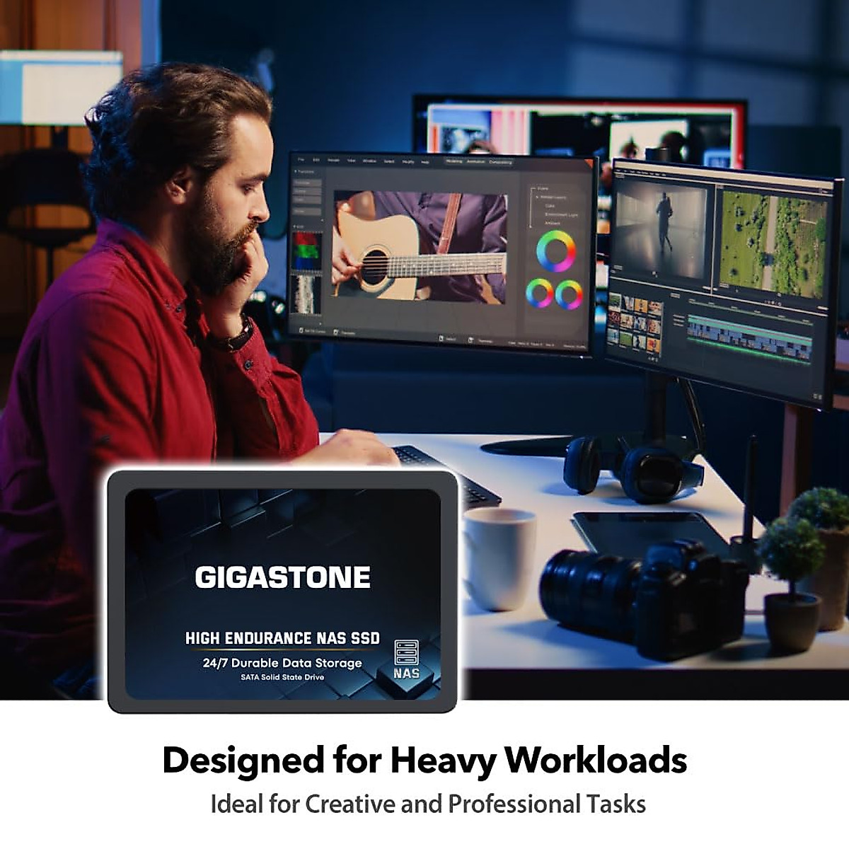 Gigastone 1TB NAS SSD Drive 24/7 Durable TLC High Endurance RAID Data Storage Network Attached Storage 2.5" SATA Internal Solid State Hard Drives