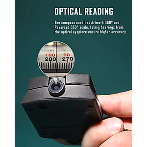 Eyeskey Tactical Survival Compass with Lanyard & Pouch | Waterproof & Impact Resistant | Lensatic Sighting Compass for Hiking (Black)