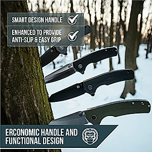 Holtzman's Gorilla Survival Folding Knife D2 Steel Blade G10 Tactical Handle Pocket Folding Knife EDC Giftset for Men (Silver and Green)