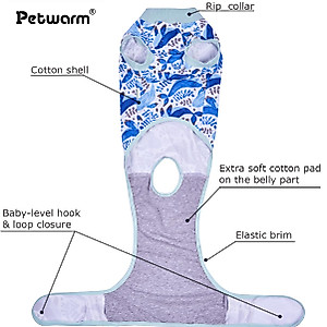 PetWarm Dog Recovery Suit After Surgery,Dog Surgery Suit,Cone of Shame Alternatives,Anti-Licking Pet Surgical Recovery Snugly Suit Dog Onesie for Spay Neuter,Marine Animal Patterns,White Blue,2XL