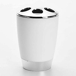 Zuvo 6 Pcs Plastic Bathroom Accessory Set Luxury Bath Accessories Bath Set Lotion Bottles, Toothbrush Holder, Tooth Mug, Soap Dish, Toilet Brush, Trash Can, Rubbish Bin (White)