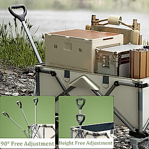 Garden Carts,Collapsible Wagon,Sports Outdoor Utility Wagon Garden Wagon Steel Frame Foldable Yard Car Off-Road Wheels with Brakes Camping Cart BBQ 200Kg Load,(a) White