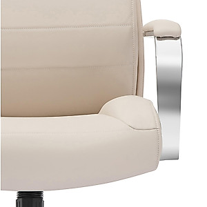 Realspace® Modern Comfort Modee Vegan Leather High-Back Executive Office Chair, Sand/Chrome, BIFMA Compliant