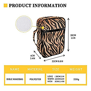 Hinthetall Zebra Print Bible Bag Carrying Case with Bookmark for Bible Studying Protective Bible Bag Polyester Bible Cover with Pockets and Zipper Church Bag Great Gift for Christian 1 Set