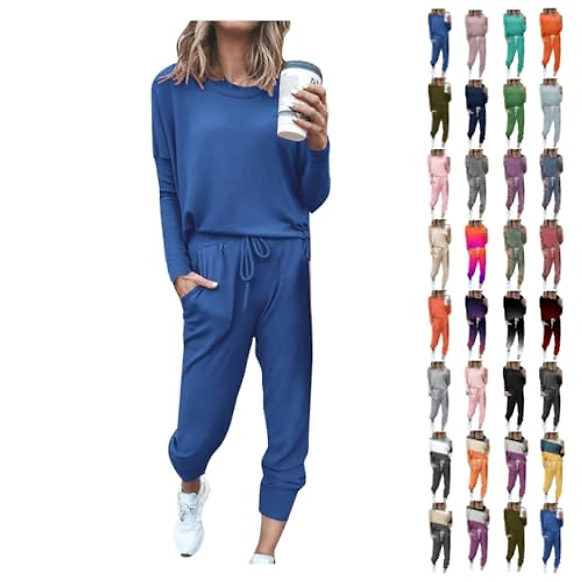 JMMSlmax 2 Piece Outfit for Women 2023 Casual Trendy Women Lounge Matching Sets Outfit Long Pant Set Sweatsuits Tracksuits