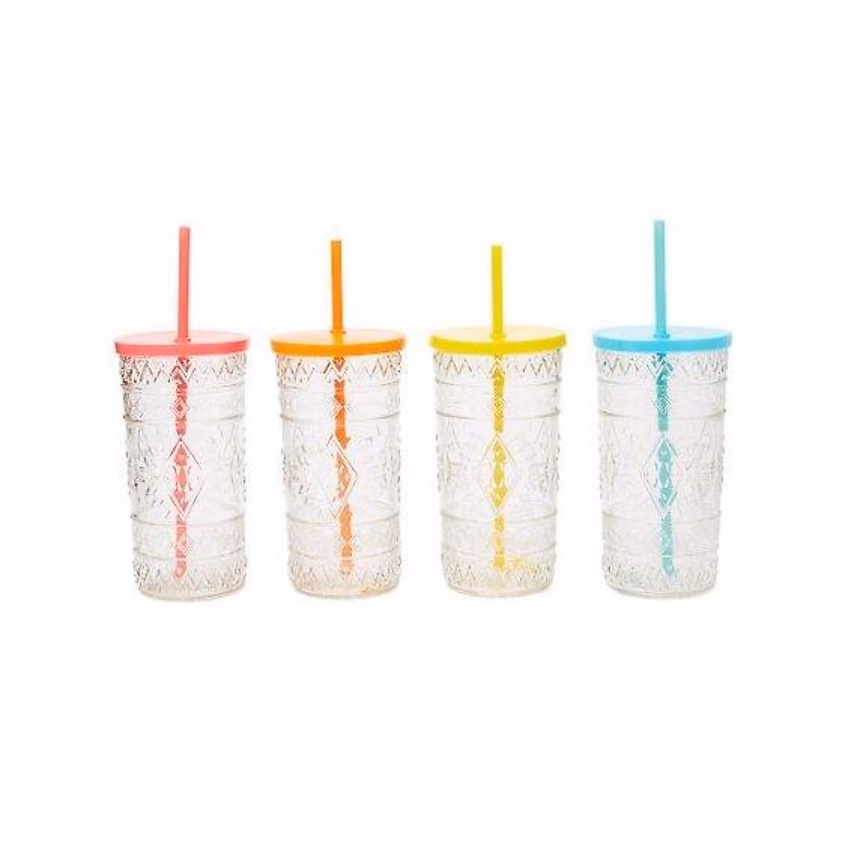 Myxx Tabletop Tiki Hut Party Decoration Lazy Susan Cup Holder with 4 Assorted Glasses