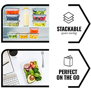 fullstar 20 PCS Plastic Food Storage Containers with Lids (10 Containers & 10 Lids), Leakproof BPA-Free Containers for Kitchen Organization, Meal Prep, Reusable Lunch Container