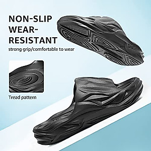 STQ Cloud Slides for Women Cushion Cloud Sandals Non slip Pillow feeling Slippers with Arch Support for Outdoor pool Beach Black Size 4.5/5/5.5