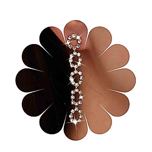 Sttiafay Vintage Crystal Square Drop Earrings Long Rhinestone Tassel Earrings Gold Hollow Square Dangle Earrings Sparkly Cz Bridal Stud Earrings Jewelry for Women and Girls