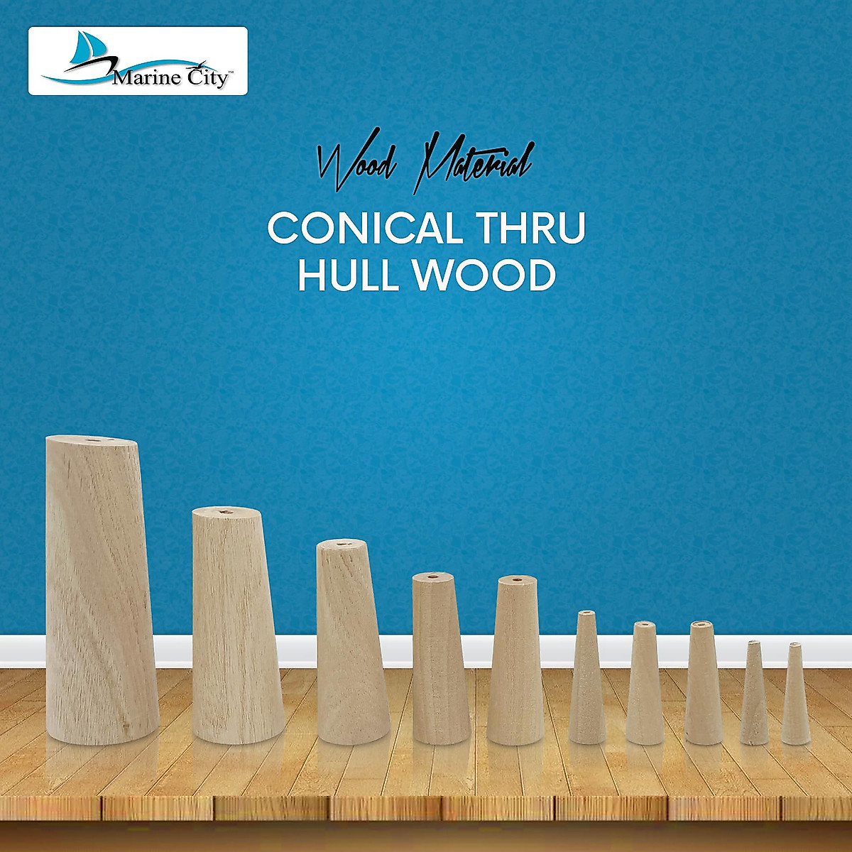 MARINE CITY Boat Emergency Durable Tapered Soft Conical Thru-Hull Wood Simple Design 7 Different Sizes Plugs Kit Drain Stopper Easy Use for Boats – Yachts – Marines – Ships (Pack of 10)