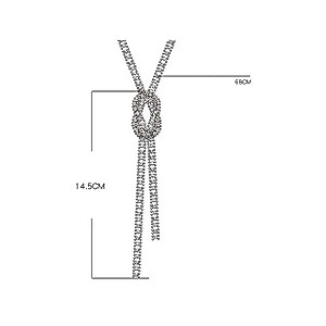 Cathercing Crystal Knot Pendant Long Necklace for Women Sweater Chain Statement Necklace Choker Adjustable Elegant Jewelry Rhinestone Accessories Dressy Collocation Winter Evening Party Wedding