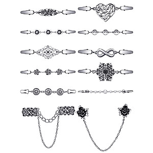 Jetec 12 Pcs Dress Back Clip Vintage Shirt Cinch Clips Sweater Cardigan Shawl Clips for Women Girls Brooch Clips(Retro Style)