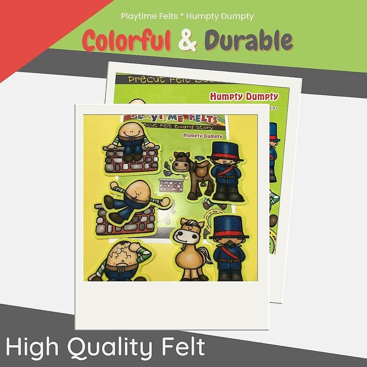 Humpty Dumpty Nursery Rhyme Felt Figures | 8 Adorable Felt Board Pieces for Flannel Board. Perfect for Toddlers, Preschool and Kindergarten - Reusable Felt Board Stories