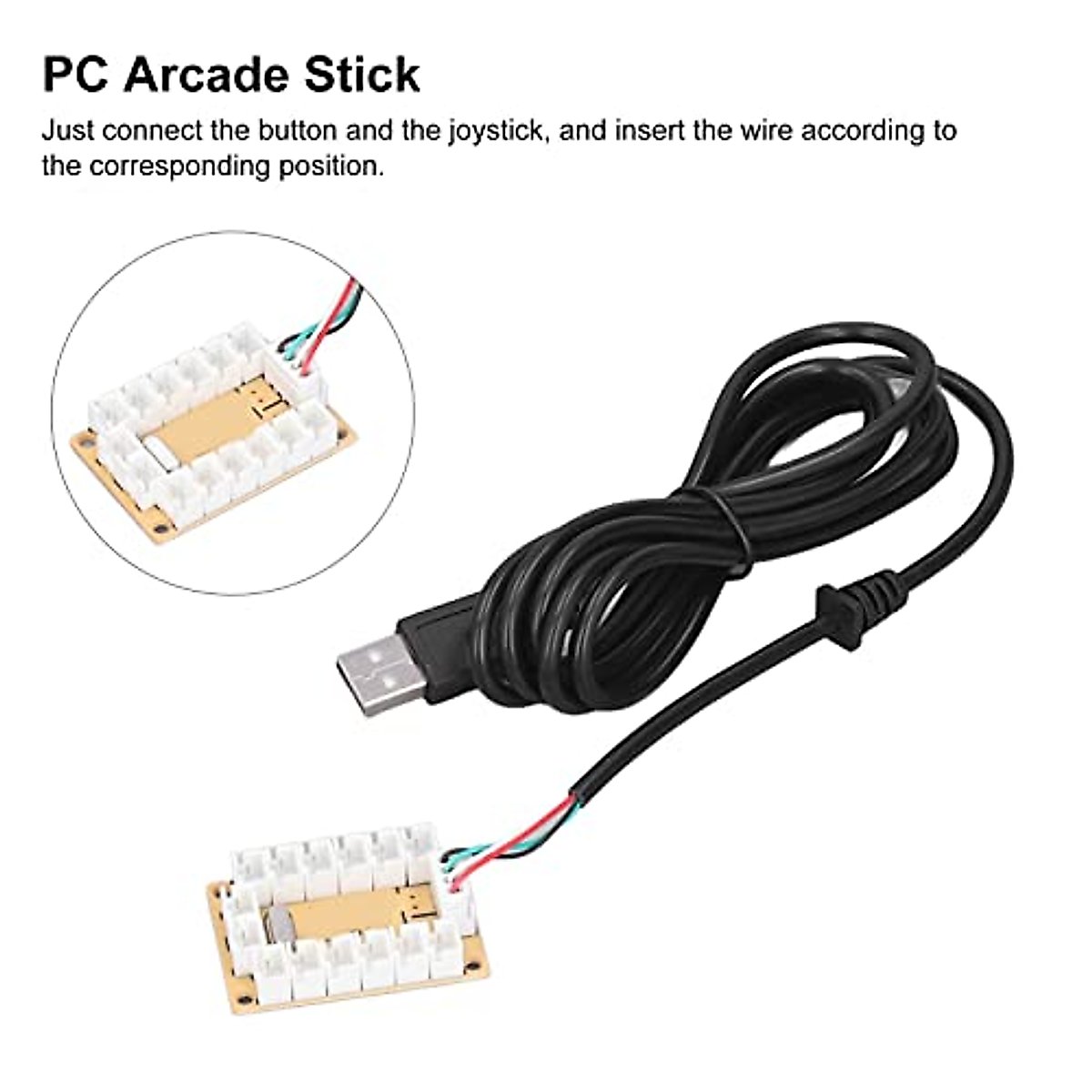 Qinlorgo Joystick Kit, USB Encoder Fight Sticks Multipurpose Retro Simple Installation for Game Halls