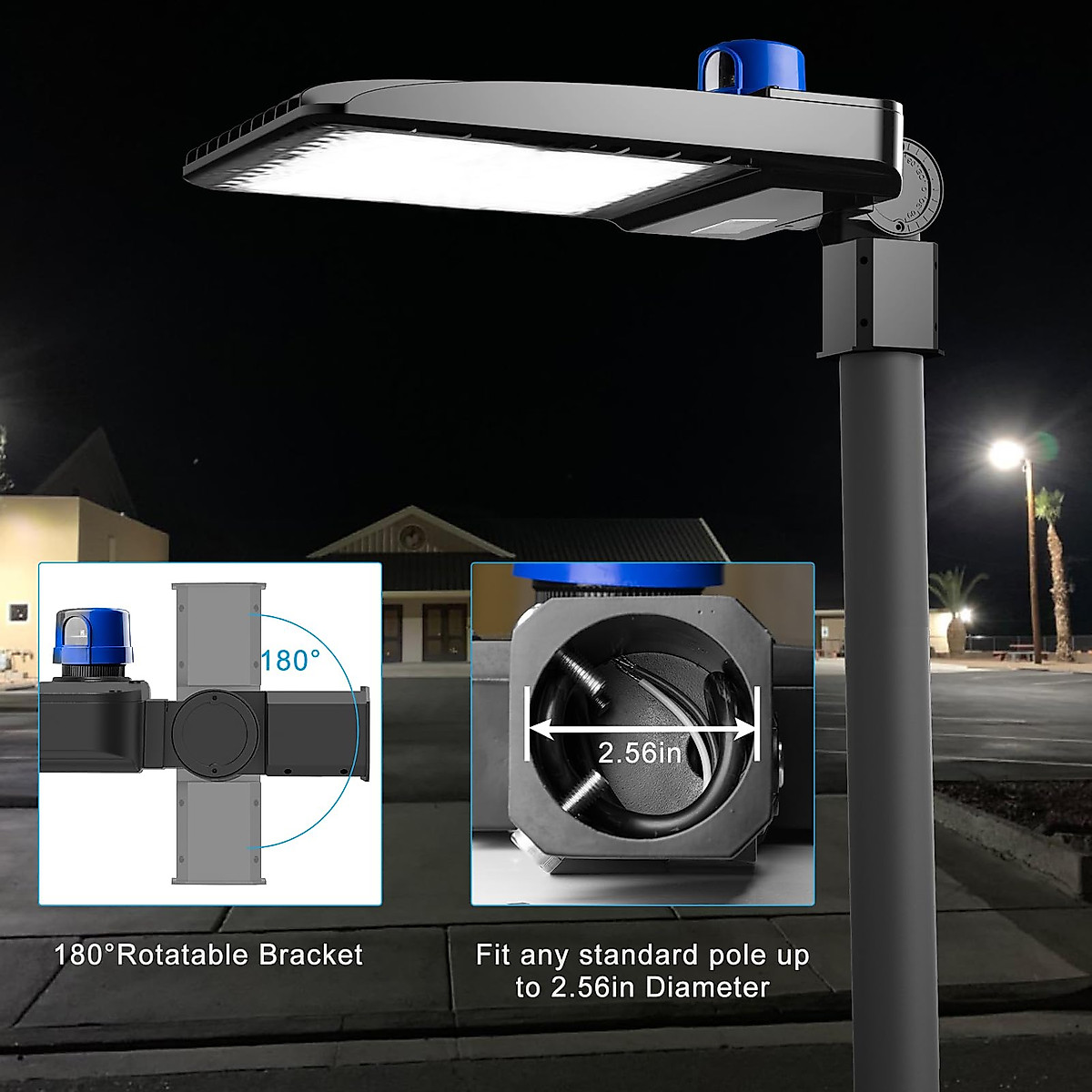 320W LED Parking Lot Lighting 44800LM 5000K LED Pole Lights Outdoor with Slipfitter Mount, Dusk to Dawn LED Street Light for Commerical Parking Lot-2Pack