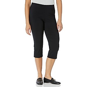 Briggs New York Womens Pull On Capri Pocket Casual Pants, Black, 8 US