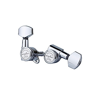 Guyker Guitar Locking Tuners (3L + 3R Handed) - 1:18 Lock String Tuning Key Pegs Machine Head with Hexagonal Handle Replacement for ST TL SG LP Style Electric, Folk or Acoustic Guitars - Chrome