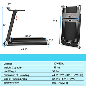 GYMAX Folding Treadmill, Smart APP Control Running Machine with LED Monitor & Adjustable Device Holder, Portable Treadmill for Home Gym Small Apartment (Silvery)