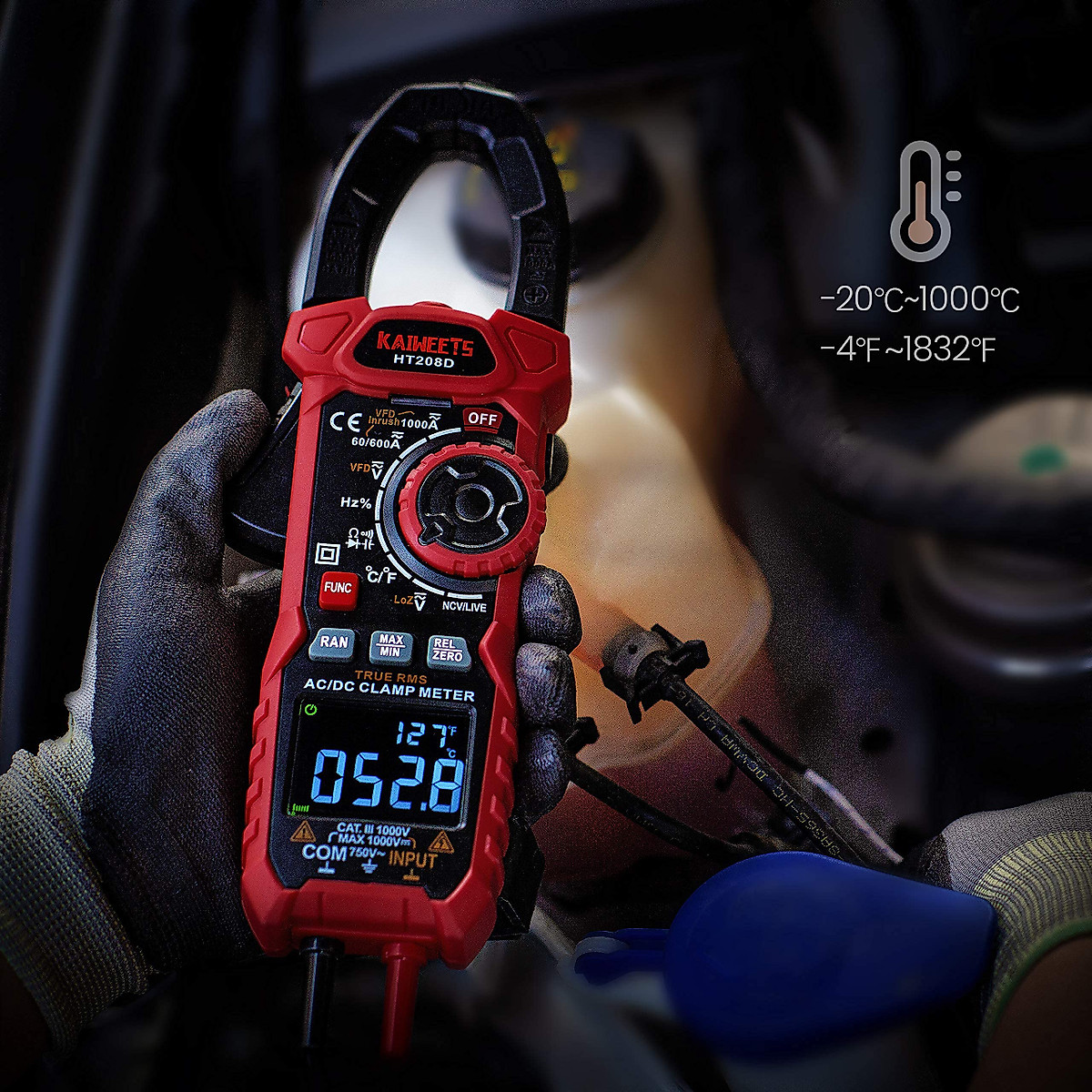 KAIWEETS Digital Multimeter KM100 with Inrush Clamp Meter HT208D