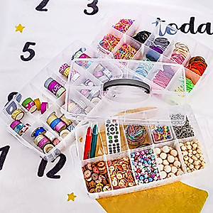 Foraineam 3-Tier Stackable Storage Container Box with 30 Compartments, Plastic Craft Organizer Case Tool Storage Bins for Jewelry Beads, Washi Tape, Nail Polish, Arts and Crafts, Sewing Accessories