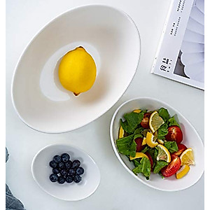 Lawei 4 Pack Porcelain Serving Bowls, 36 Oz Oval Ceramic Mixing Bowls, 9" Large Serving Dishes for Salads, Spaghetti, Dessert, Veggie, Potatoes and Fruits, Side Dishes, Microwave & Dishwasher Safe