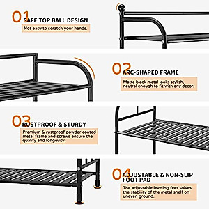 6 Tier Kitchen Shelf Organizer Bakers Rack with Storage, Upgrade Metal Standing Shelf Bookshelf Shelving Unit, Heavy Duty Pantry Shelves for Outdoor Indoor Bathroom Laundry Garage Living Room(Black)…