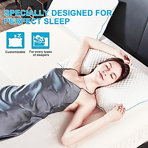 Cooling Bed Pillows Queen Size Set of 2, Shredded Memory Foam Pillows Cool Cold Pillow for Side Back Stomach Sleepers, Gel Pillow Adjustable Firm Pillows Soft Pillows for Sleeping 20x30 Pillow White