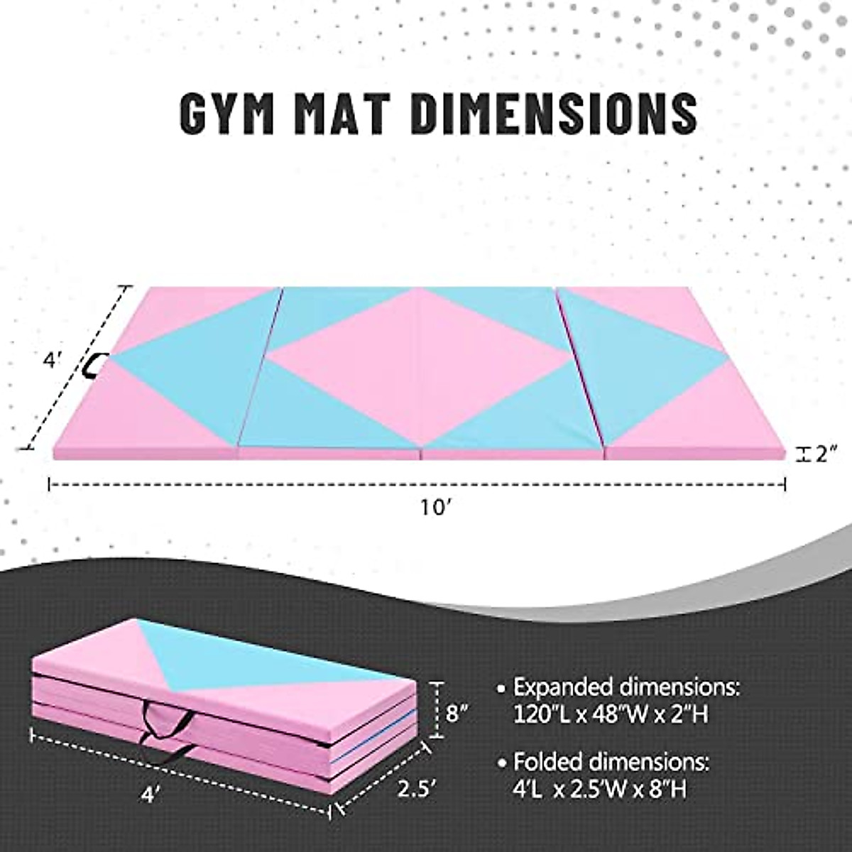 Outroad 10' x 4' x 2" Exercise Mat Thick Gymnastics Mat with Carrying Handles - Exercise Aerobics Mats Stretching Fitness