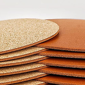 Fuceury 20 Pcs Drink Coasters, 4 Inches Brown Coasters for Drink with Leather and Cork Backing, Suitable for Kinds of Cups, Tables and Laser Engraving