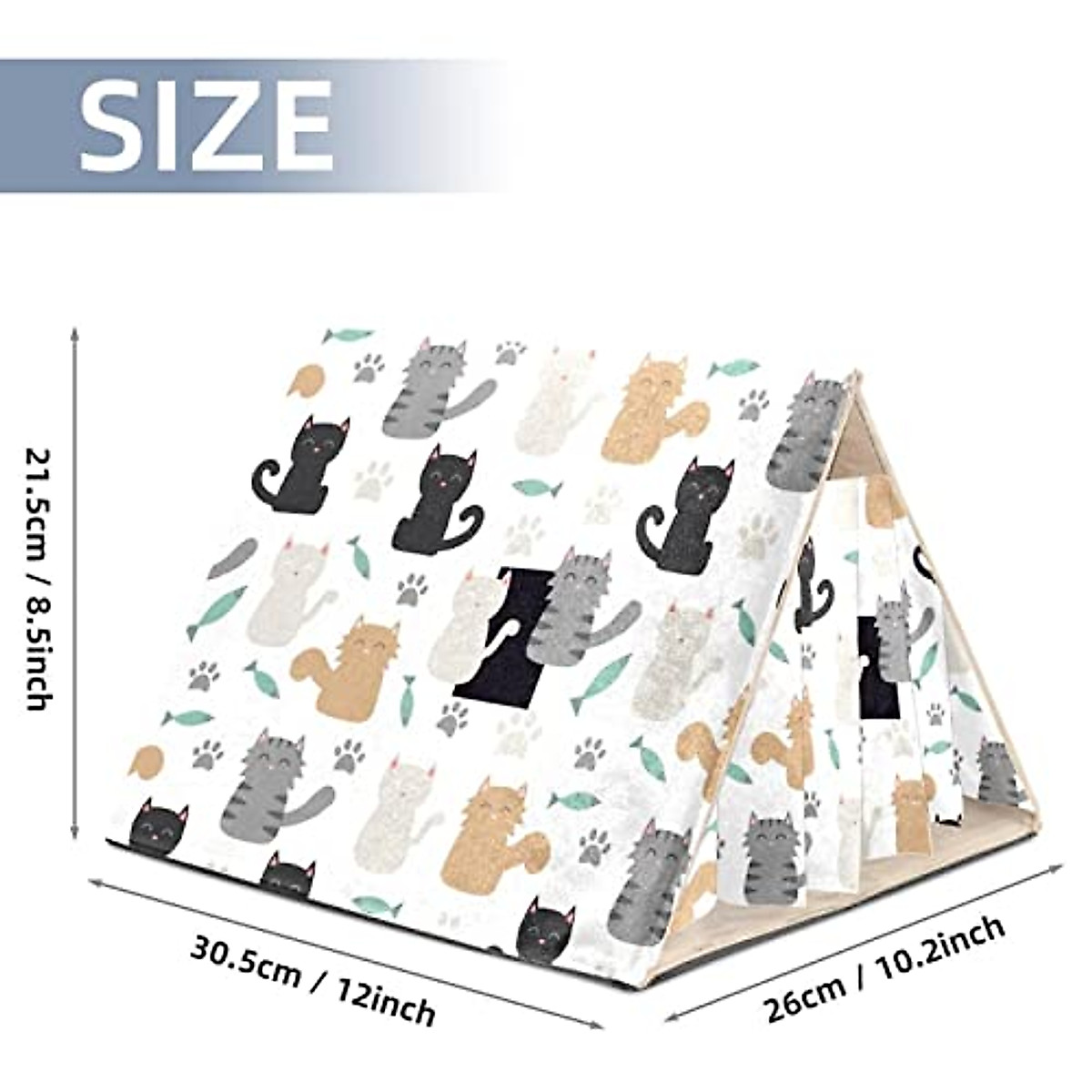 RATGDN Small Pet Hideout Funny Cats and Paws Pattern Hamster House Guinea Pig Playhouse for Dwarf Rabbits Hedgehogs Chinchillas