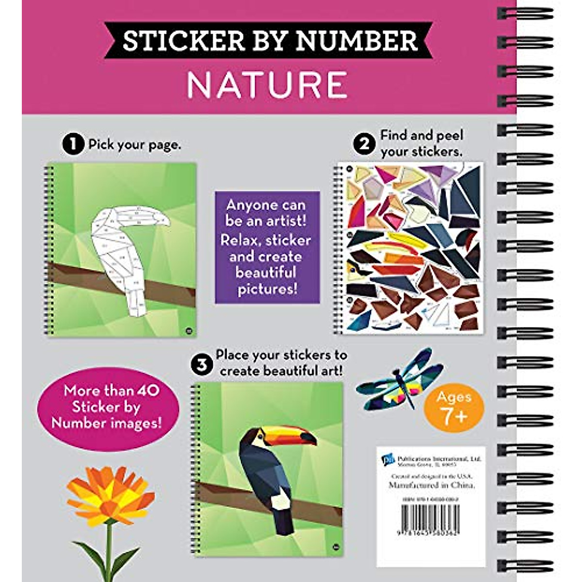 Brain Games - Sticker by Number: Nature - 2 Books in 1 (42 Images to Sticker)
