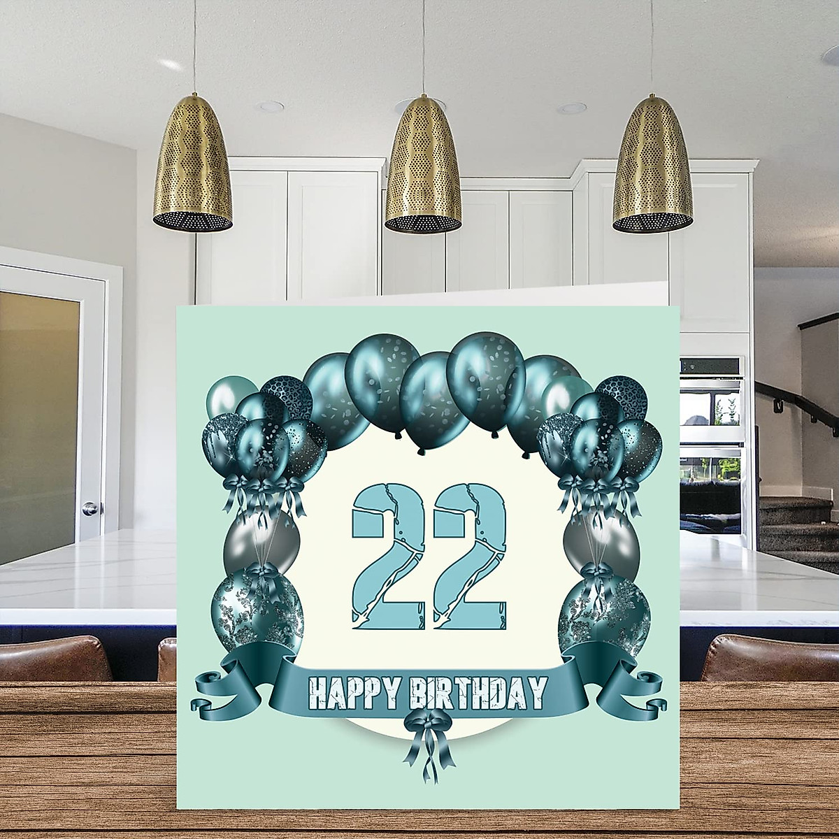 Fun 22nd Birthday Cards for Men - Birthday Balloons - Happy Birthday Card for Son Nephew Niece Sister Uncle Brother Granddaughter Daughter Grandson, 5.7 x 5.7 Inch Greeting Cards, 22nd Birthday Card