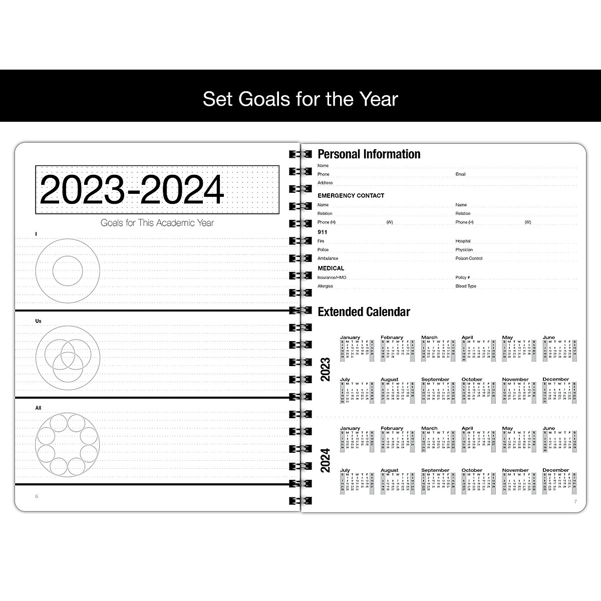 Action Publishing Coloring Day Planner · 2023-2024 Geometric · Daily and Weekly Scheduling and Goal Planning, with Lines, Shapes and Pattern Coloring Pages· July - June (8.5 x 11 inches)