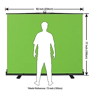 EMART 77in x 92in Collapsible Chromakey Panel Green Screen for Photo Backdrop Video Studio, Live Game, Portable Pull Up, Solid Aluminium Base Wrinkle-Resistant Fabric, Auto-Locking Air Cushion Frame