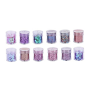 Nail Decor 12 Boxes Environmental Protection pet Crafts Set Bottled Accessories Applique Small Gradient Sequins Suite Sequins Ultra Thin Nail Polish Flash Sequins for Crafts Decore